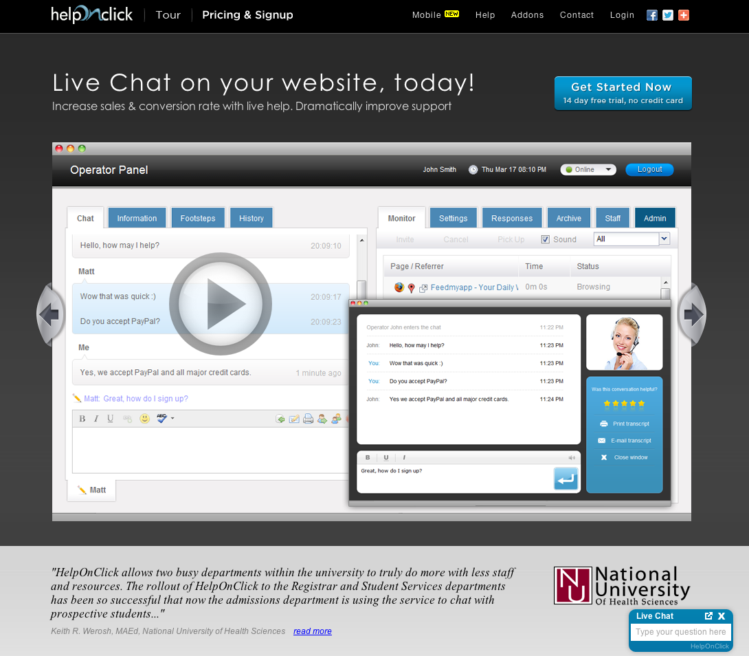 chat-live-support-helpOnClick - Developpeur / integrateur web (Growth ...