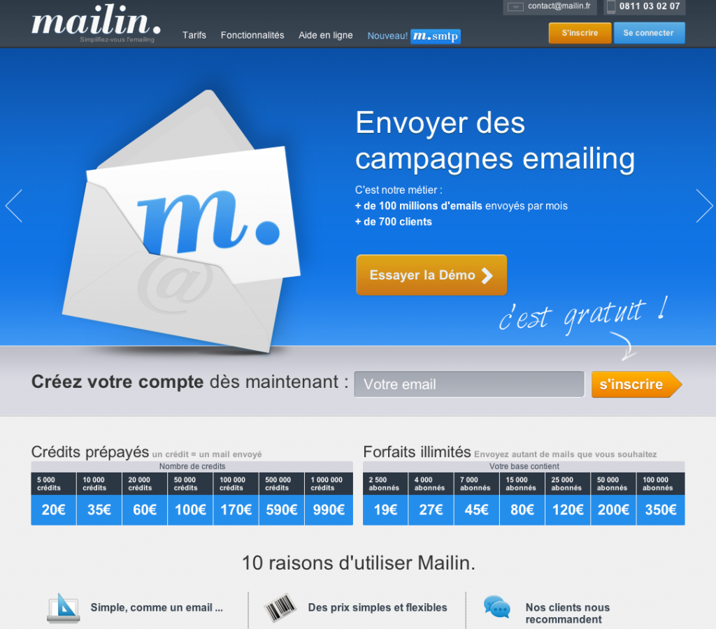 SAAS : Mailin - Developpeur / integrateur web (Growth Hacker)